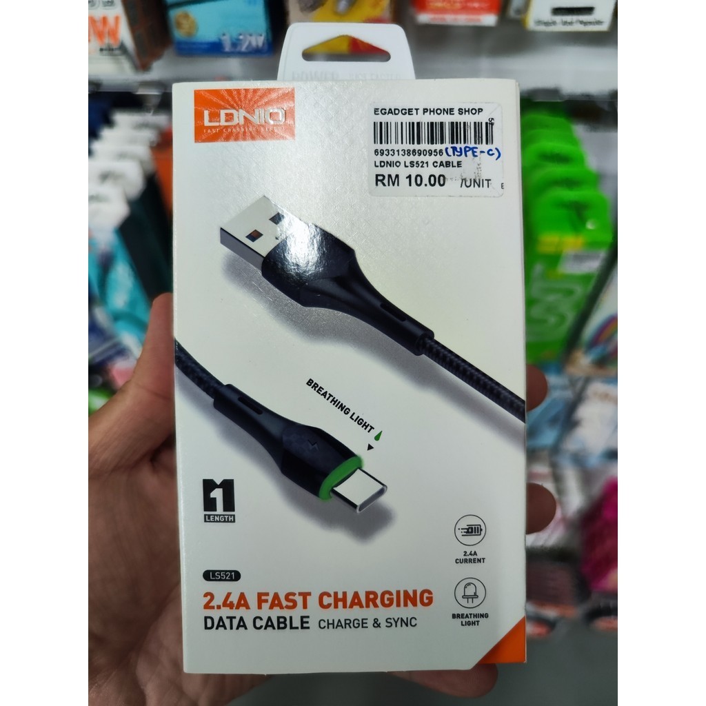Ldnio LS521 Type-C 2.4A สายเคเบิลข้อมูลชาร์จเร็ว 1 เมตร | Shopee Thailand