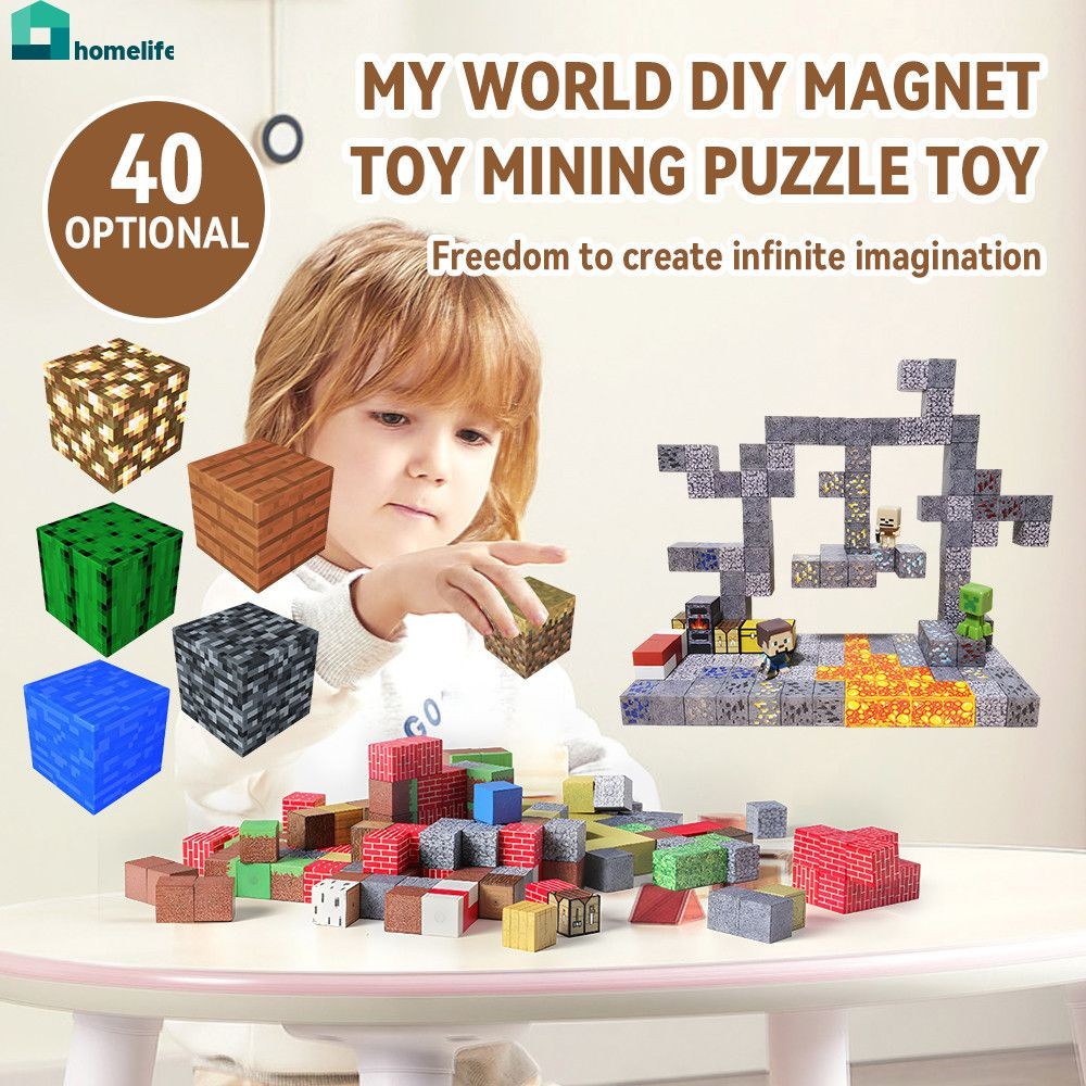 Minecraft Magnetic Square แม่เหล็กต่างๆ บล็อกอาคาร การประกอบ Mc ...