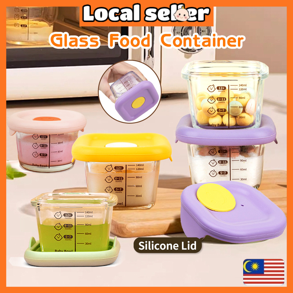 Aikoky 130ml/170ml แก้วใส่อาหารเด็กพร้อมฝาปิดซิลิโคนปิดผนึกสามารถแช่แข็งและอุ่นได้ | Shopee Thailand