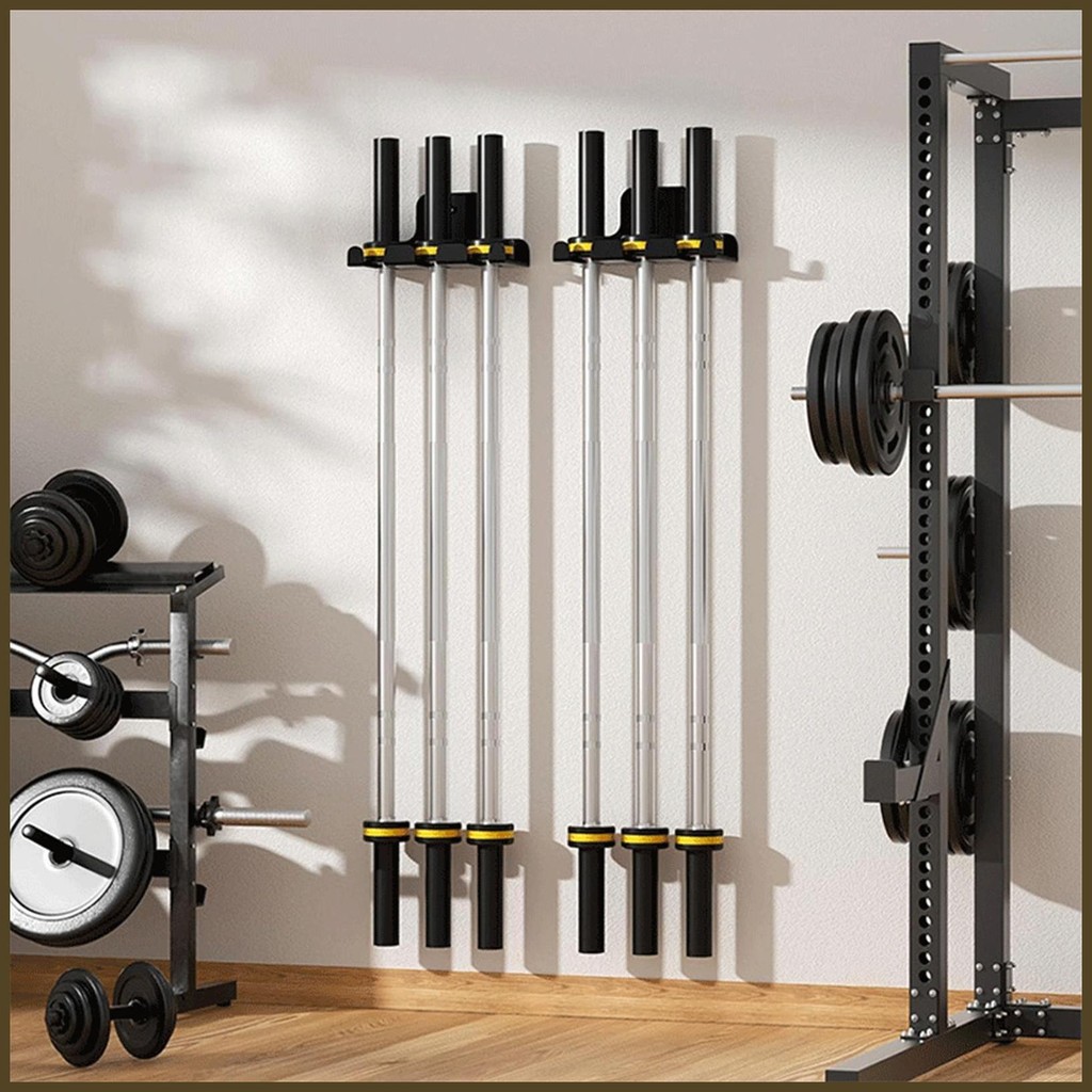 Barbell Storage Rack น้ําหนักบาร์ Wall Holder Hooks Multifunctional Gym ...