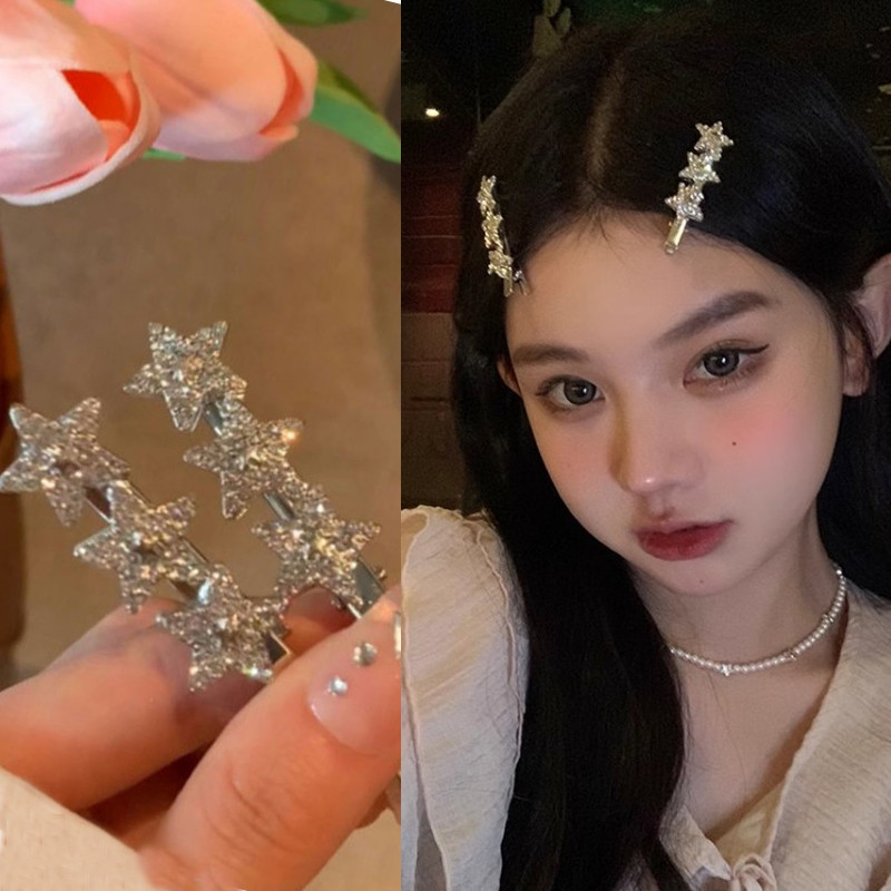 แฟชั่น Bling Shine Rhinestone Star Hairpin Bangs คลิปเจ้าหญิง Headwear ...