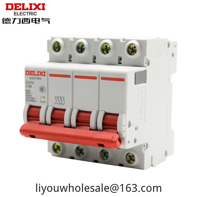 Delixi ขนาดเล็กสามขั้วสี่สาย Circuit Breaker Air สวิทช์สาม Phase Hollow DZ47S 4P 4P63A 32A 380v ...