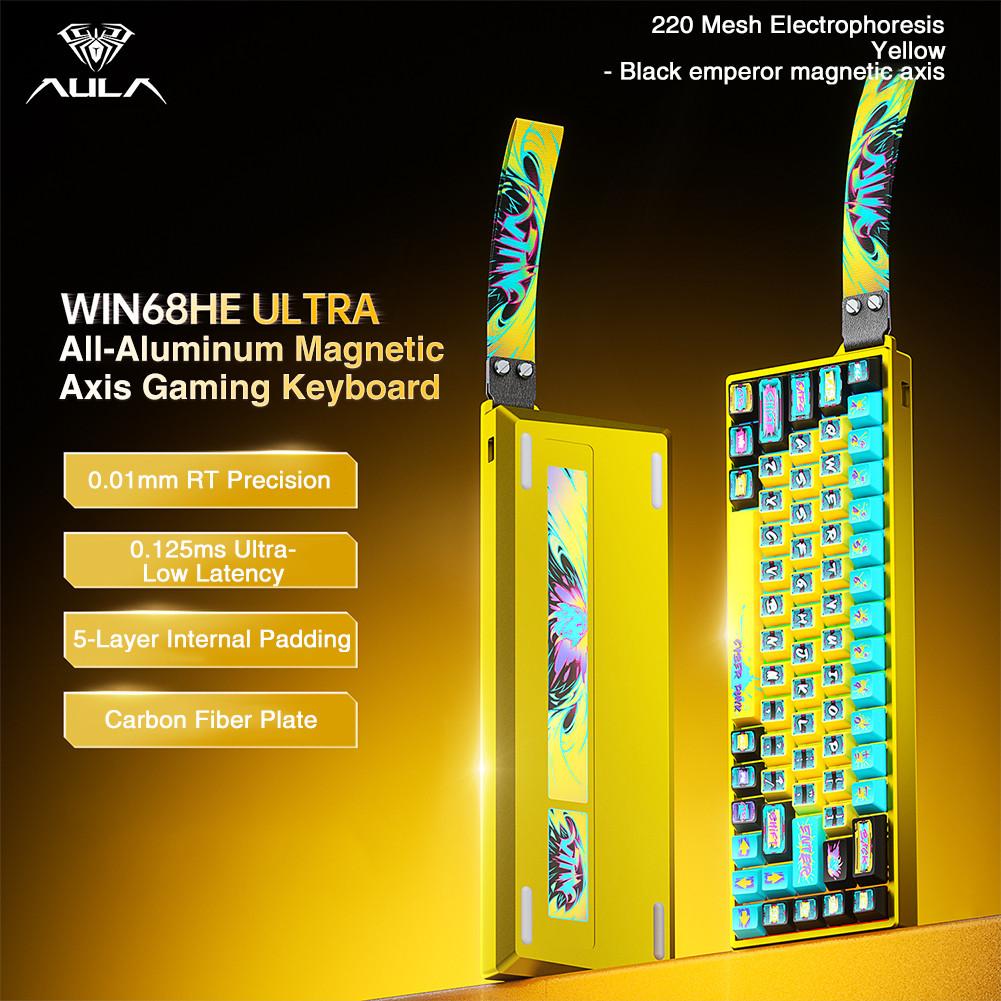 AULA อลูมิเนียมคีย์บอร์ดแม่เหล็ก WIN68HE Ultra 68Keys RGB แบบมีสาย 8K ...