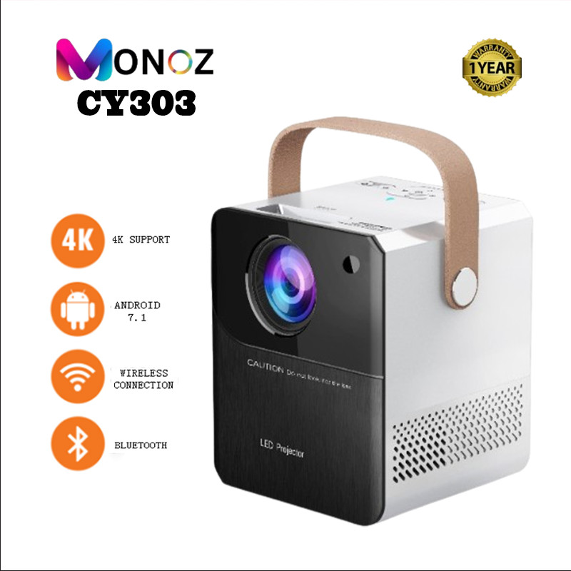 Monoz CY303 4K HDMI USB TF AV LED Android WiFi บลูทูธโปรเจคเตอร์ภาพยนตร์โปรเจคเตอร์แบบพกพา ...