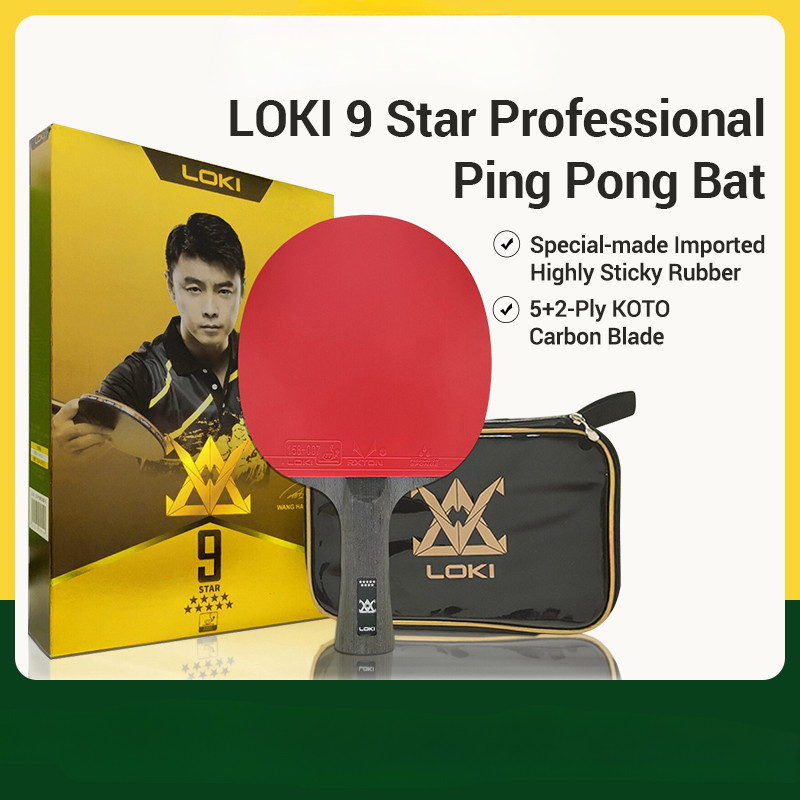 Loki 9 Star Professional Ping Pong Bat พร้อมกระเป๋าดั้งเดิมและกล่อง Attack-Loop ไม้ปิงปองเหนียว ...