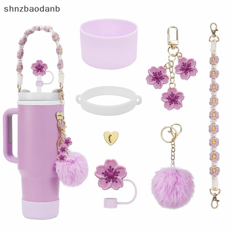 [shnzbaodanb] 7 ชิ้นสําหรับชุดอุปกรณ์เสริมถ้วย Stanley ประกอบด้วยสายรัดขวดน้ํา 1 อัน, ฝาครอบถ้วย ...