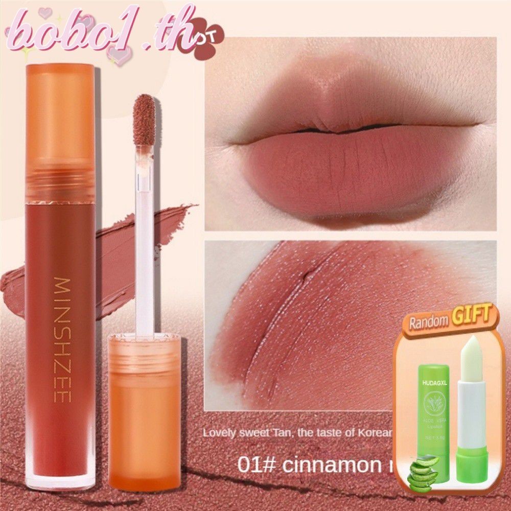 [ซื้อ 1 ใช้ 1]MINSHZEE ลิปสติก Velvet matte Lip gloss Long-lasting ...