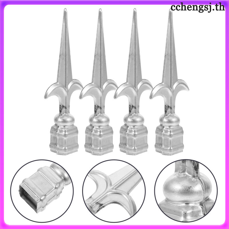 กลางแจ้งโพสต์หมวกรั้ว Spikes Finial Rail Spearhead เหล็กดอกไม้อุปกรณ์ ...