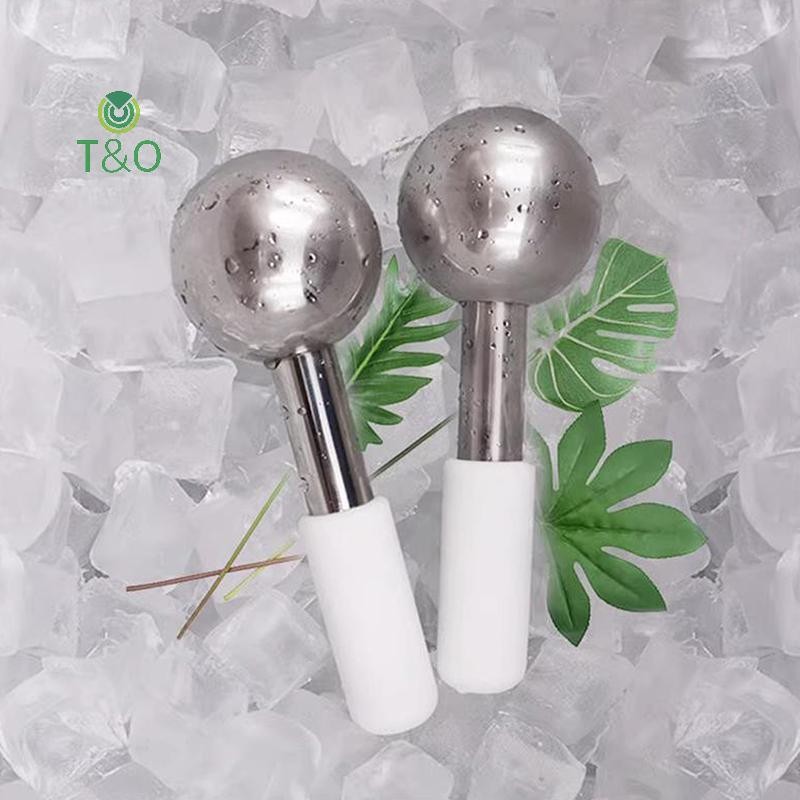 T&O น้ําแข็งบนใบหน้า Globes เย็นร้อนสแตนเลสลูกกลิ้งหน้าผิวความงามสปา ...