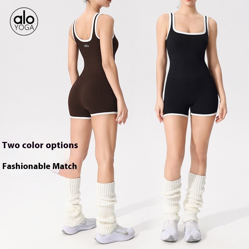 Alo High Sense Yoga Jumpsuit ชุดออกกําลังกายเต้นรําเข็มขัดกีฬาแผ่นรอง ...