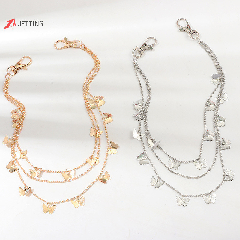 Jtth Punk ผีเสื้อเข็มขัดเอวผู้หญิงกางเกง Multi Layer HipHop พวงกุญแจ ...