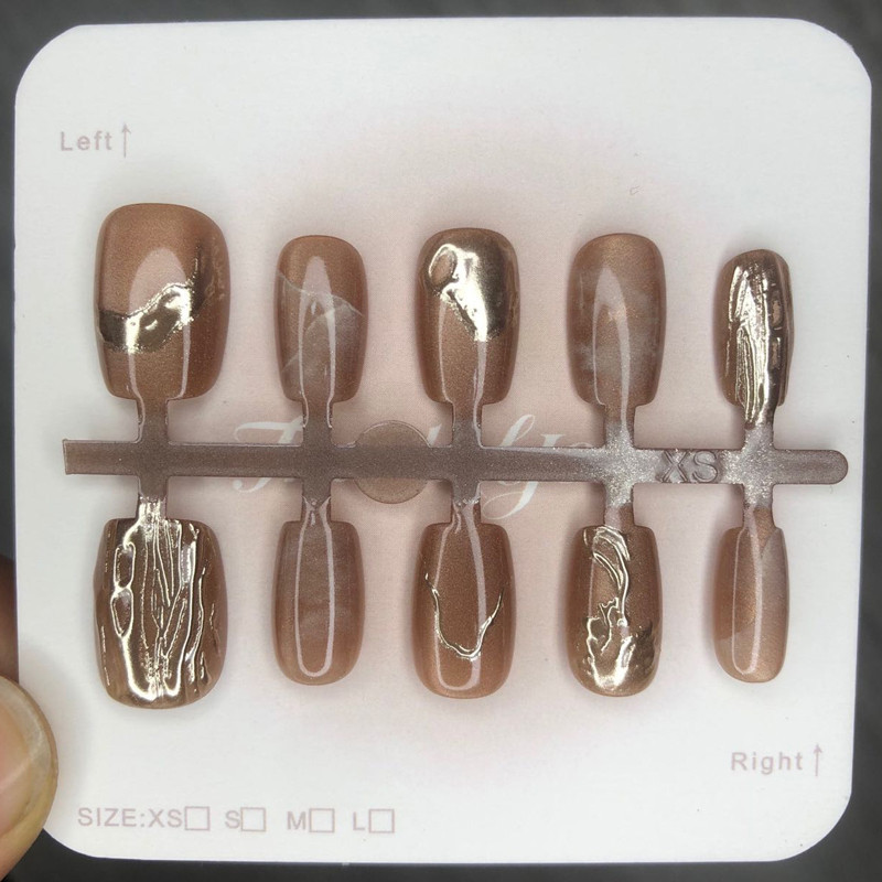 10 ชิ้น Cat Eye Handmade กดเล็บเล็บปลอมพร้อมสติกเกอร์กาว M054 | Shopee Thailand