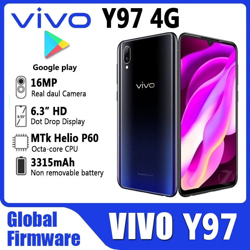 Vivo Y97 Global เฟิร์มแวร์สมาร์ทโฟน 4G Android 8.1 CPU Helio P60 กล้อง ...