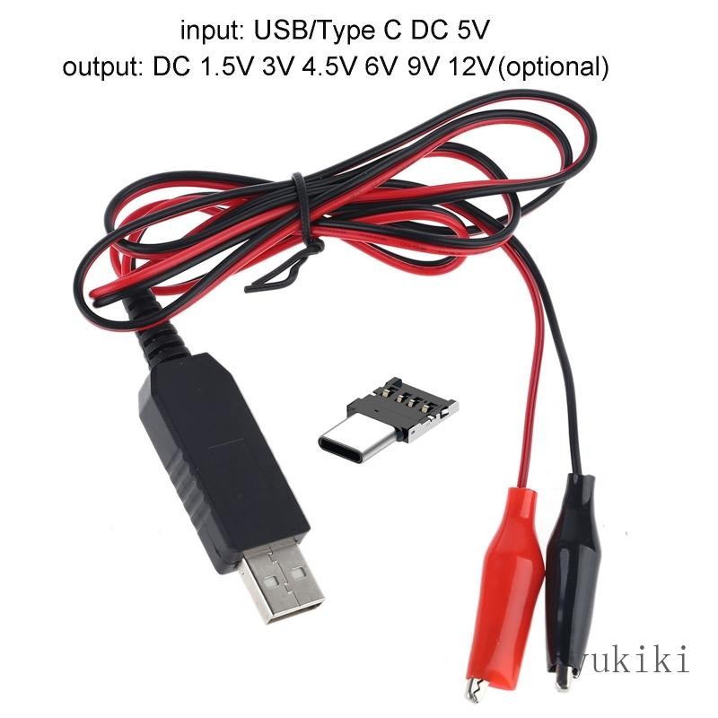 Kiki 2 in 1 ประเภท C USB ถึง 1 5V 3V 4 5V 6V สายไฟ AA AAA CD ขนาด Eliminator สําหรับไฟ LED ของ ...