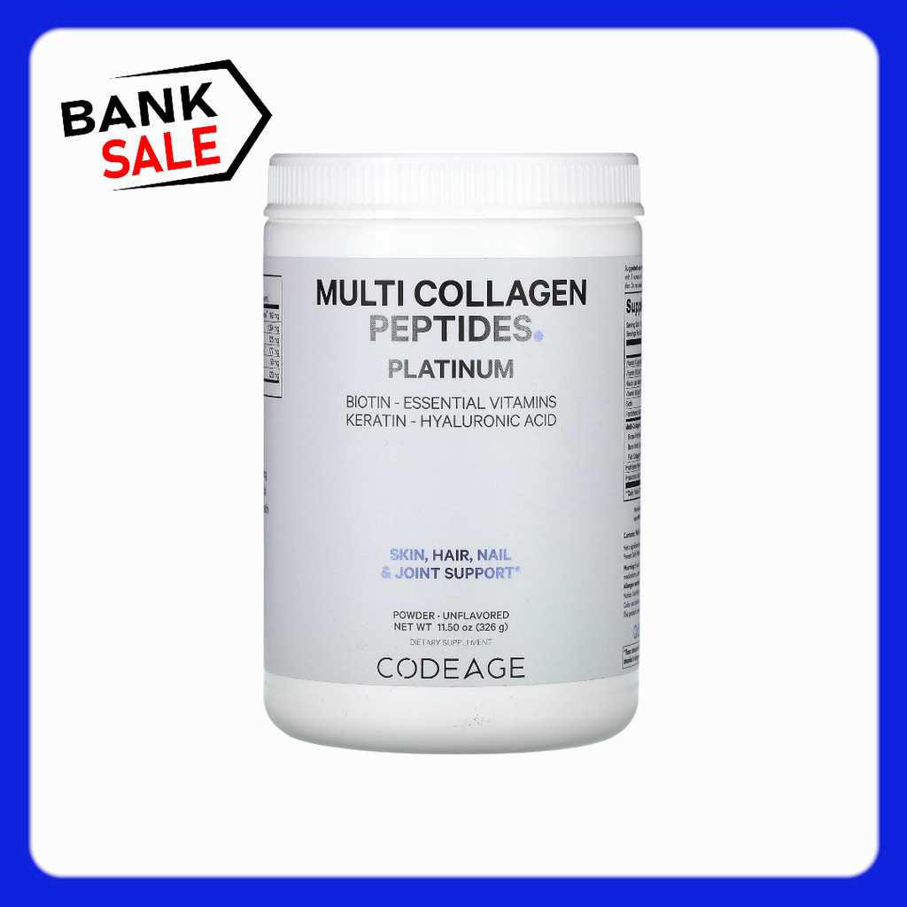 Codeage, Multi Collagen Peptides Powder Platinum, Unflavored, 11.5 oz (326 g) | Shopee Thailand