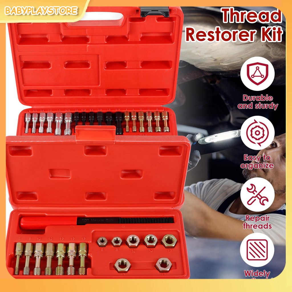 15/42 ชิ้น Thread Restorer Kit Car Rethreading Repair ชุดเครื่องมือ UNC ...