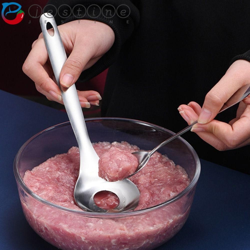 Jestine Croquettes Meatball Spoon Mold, สแตนเลสพร้อมช้อนชงลูกชิ้นรูกลม ...