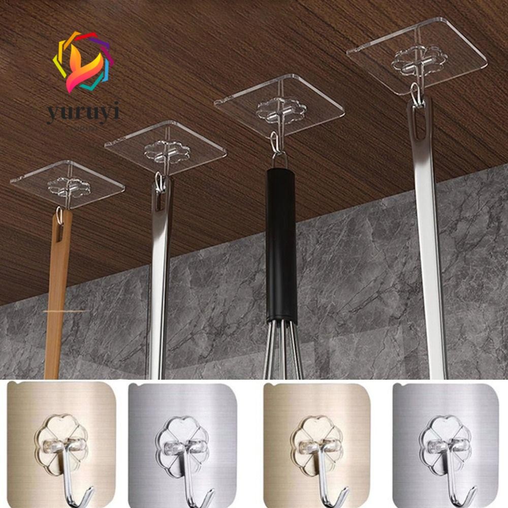 Yuruyi 1/3 ชิ้นไม่มีรอยต่อตะขอแขวน,อเนกประสงค์ Punch-free Self-กาวตะขอ,โปร่งใสHeavy Load Strong ...