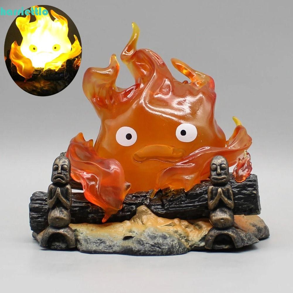 HARRIETTLO Calcifer Action Figure, Anime Character Breathing Lamp ...