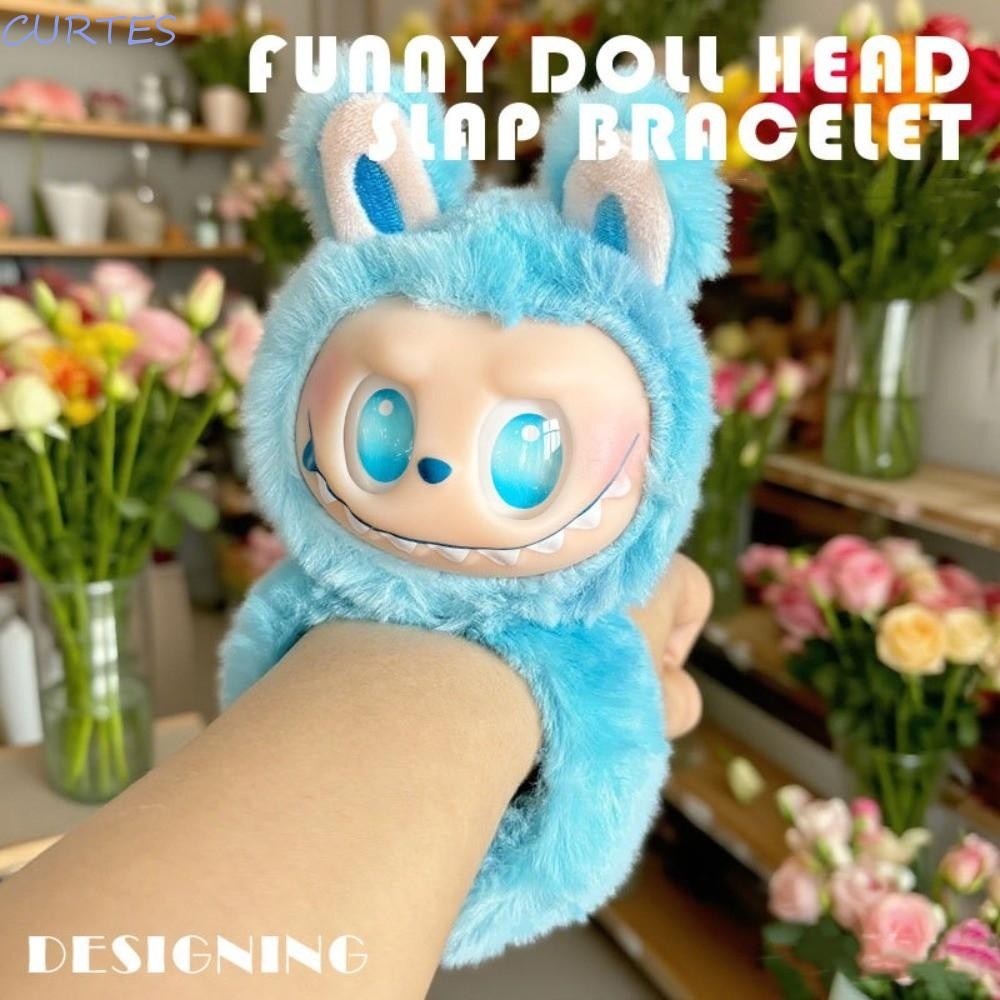 CURTES Labubu Plush Wrist Toy, สายรัดข้อมือ Slap Bracelet Labubu Slap ...
