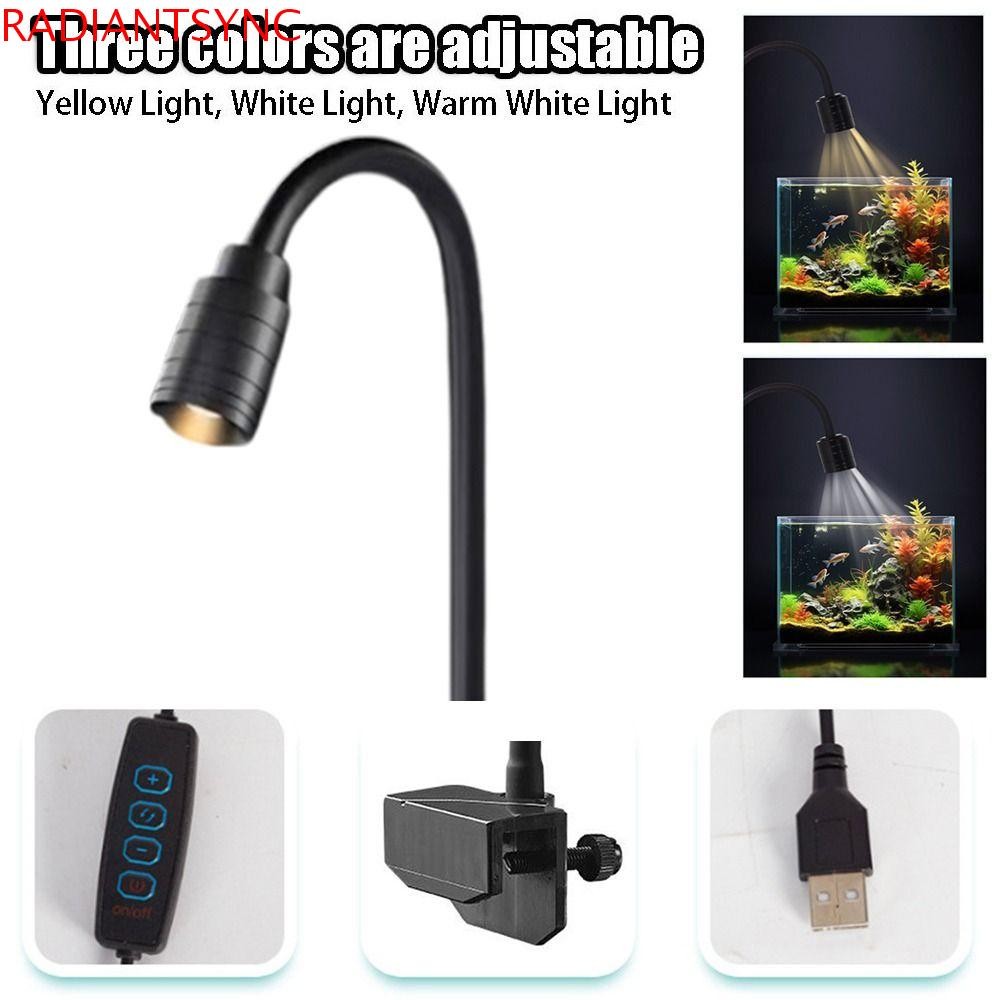 RADIANTSYNC Mini Clip-on Aquarium โคมไฟ, 3W 360 องศาหมุนถังปลาคลิปโคมไฟ,ปฏิบัติกันน้ําประหยัด ...