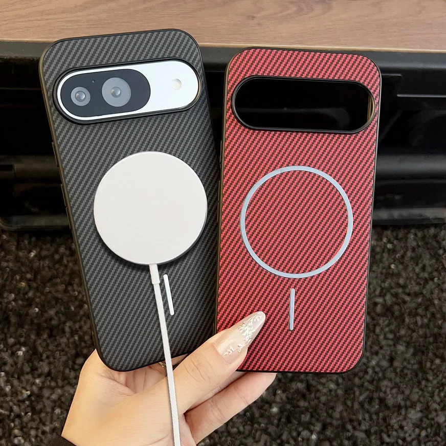 คาร์บอนไฟเบอร์ Grain หนังธรรมดาในตัวแหวนแม่เหล็กบางสําหรับ Pixel 10 Pro ...