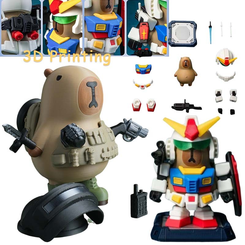 3D พิมพ์ Capybara Action Figure Creative Gundam Capybara Adsorbable ของ ...