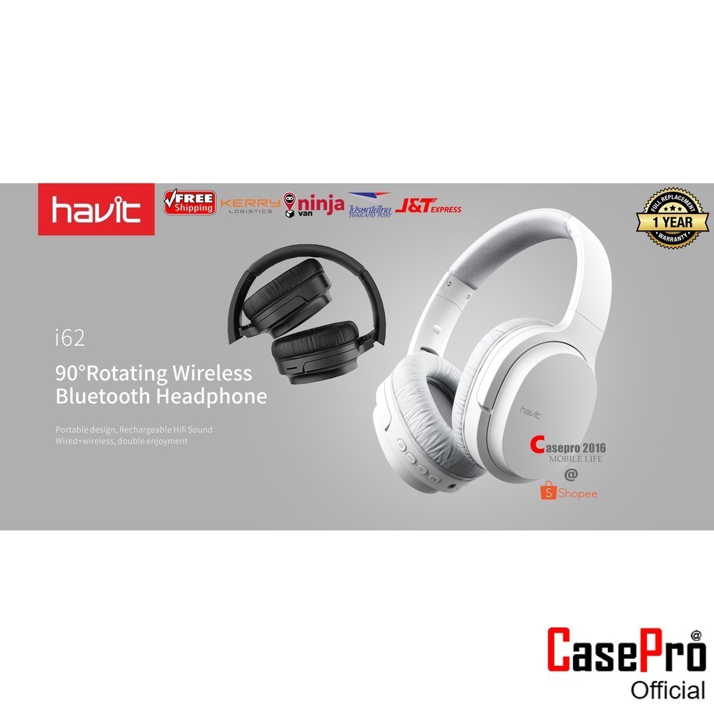 HAVIT i62 90°ROTATING WIRELESS EXTRA BASS BLUETOOTH HEADPHONES รองรับ รองรับ อุปกรณ์ที่รองรับ ...
