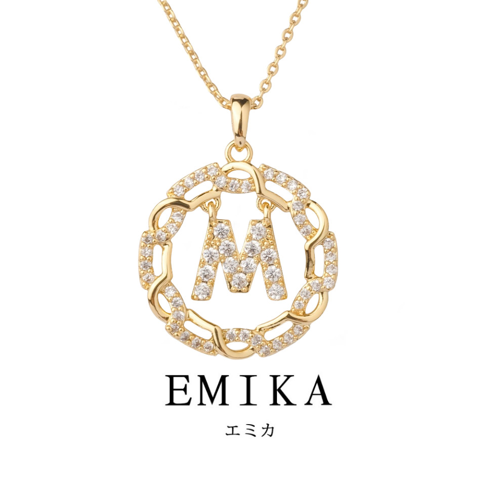 Emika 18k สร้อยคอชื่อ สีทองแกะสลัก เครื่องประดับแฟชั่น ชายหญิงใส่ได้ ...