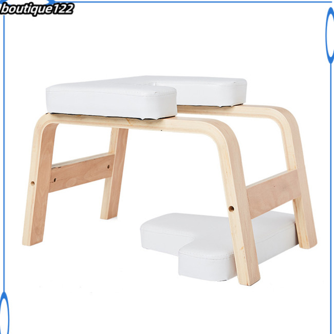 Bou โยคะ Headstand Bench Inversion เก้าอี้กรอบไม้ PU หนัง Pads Backless ...