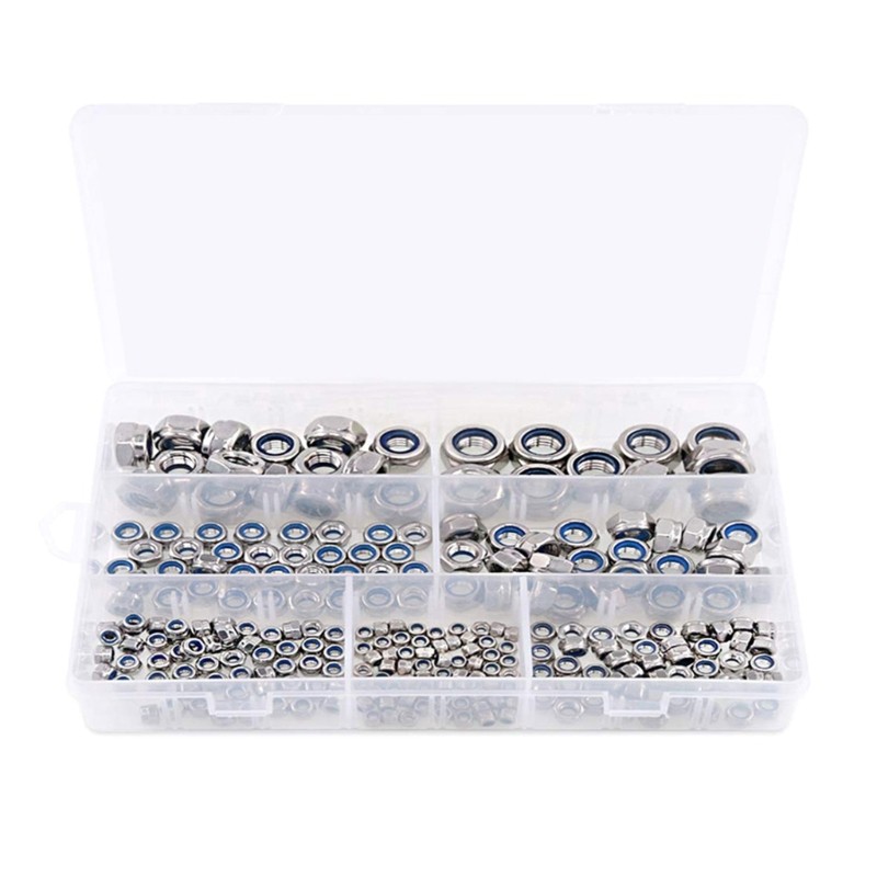Hl 250 ชิ้นไนลอนล็อค Nut 3 4 5 6 8 10 12 มิลลิเมตรไนลอนใส่ Nut สแตนเลส ...