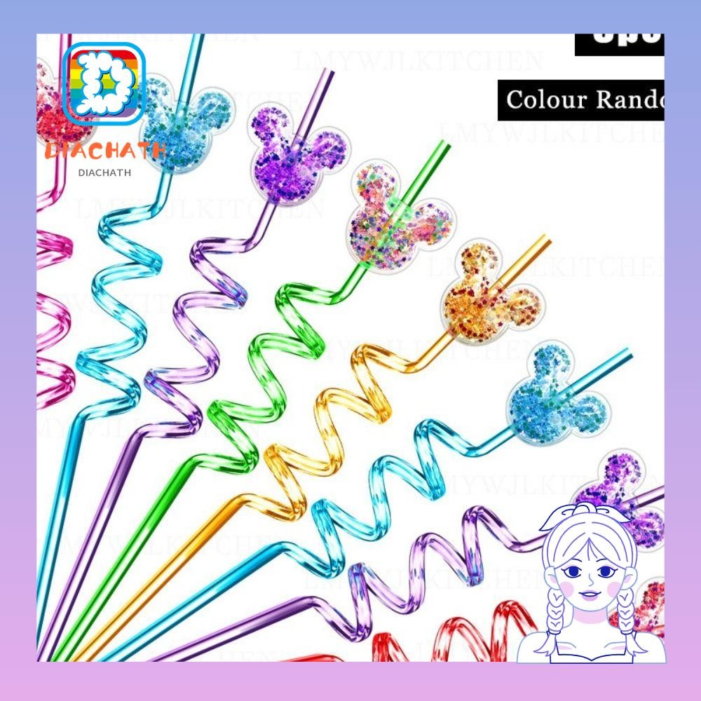 DICHATH 8 ชิ้น Mickey Mouse Straws, Quicksand เลื่อม Helical Design ...