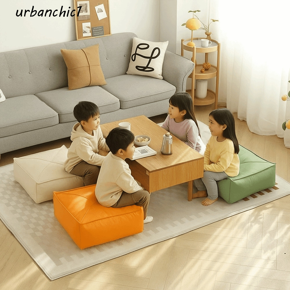 URBANCHIC Tatami เสื่อรองนั่ง,หนาสแควร์/เบาะพื้นกลม,หนัง PU นุ่มใช้งานได้จริงสไตล์ญี่ปุ่น Pouf ...