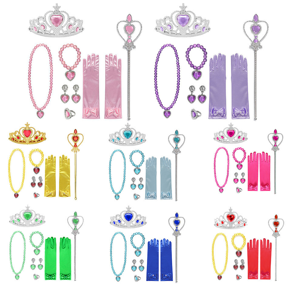 คอสเพลย์เด็กผู้หญิง Elsa Anna Princess Crown Magic Wand เครื่องแต่งกาย ...