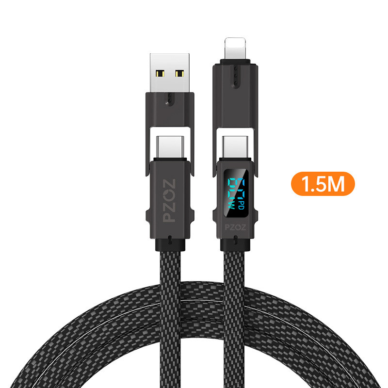 Pzoz 4 in 1 60W PD USB C สายดิจิตอลจอแสดงผล Fast Charging สําหรับ ...