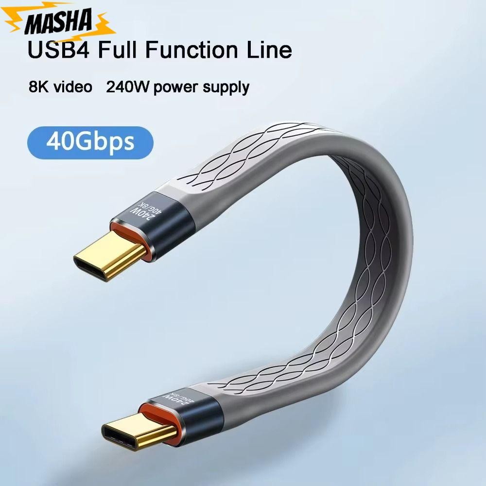 สาย USB4.0 ยืดหยุ่น, 8K 60HZ 40Gbps สาย USB C ถึง Type C, ชิป E-Marker มืออาชีพแบน PD 240W สาย ...