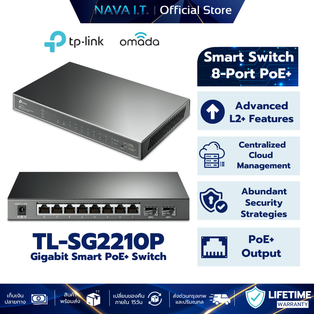 TP-LINK TL-SG2210P PoE+ Switch with 2 SFP Slots JetStream 8-Port ...