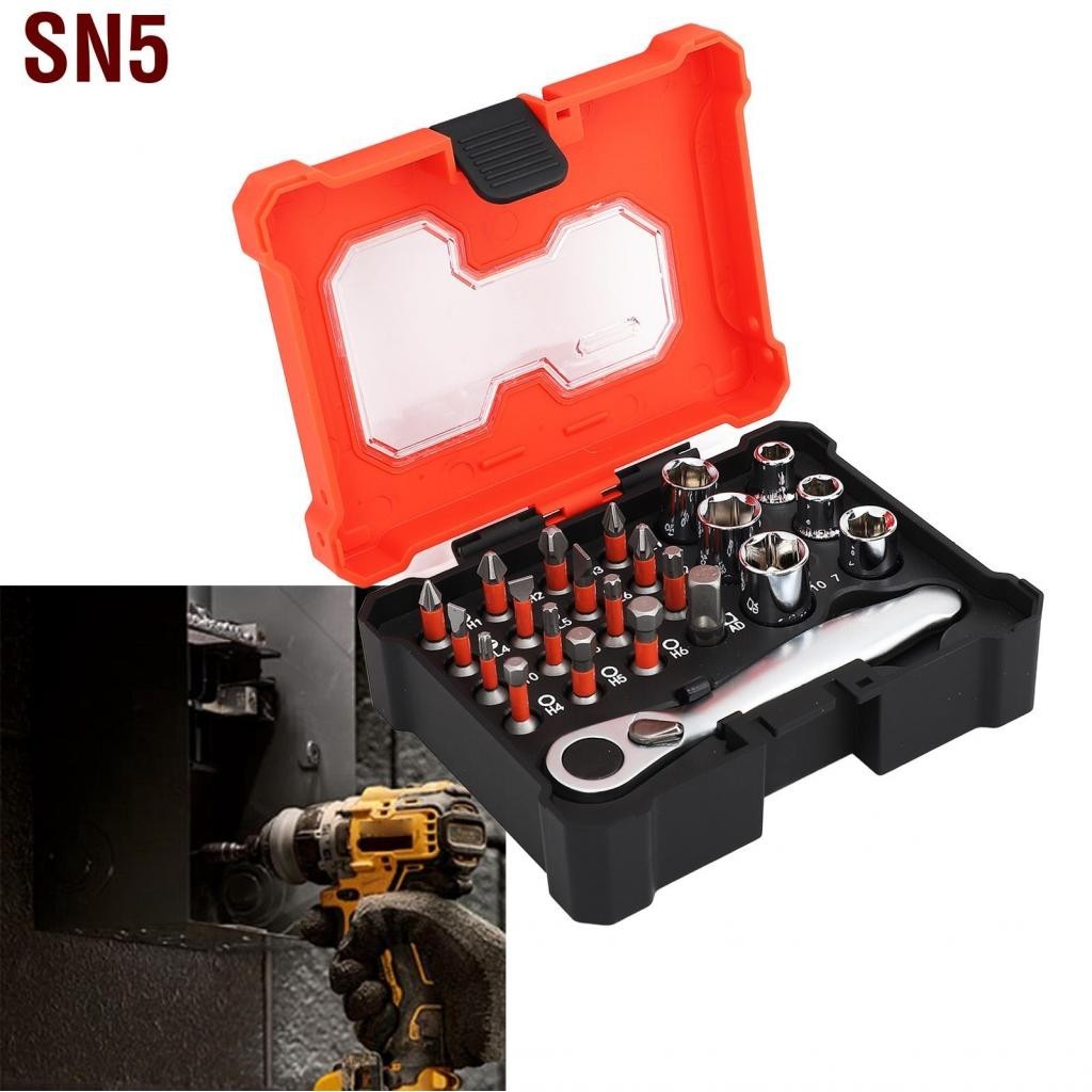 SN5 23 ชิ้นชุดประแจซ็อกเก็ตอเนกประสงค์ 1/4 นิ้วไดรฟ์ S2 ไขควง บิต 72 ฟันวงล้อฮาร์ดแวร์ ...