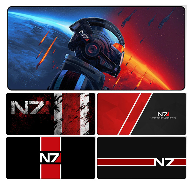Mass Effect N7 แผ่นรองเมาส์สําหรับเล่นเกมขนาดใหญ่ Mousepad Gamer ...