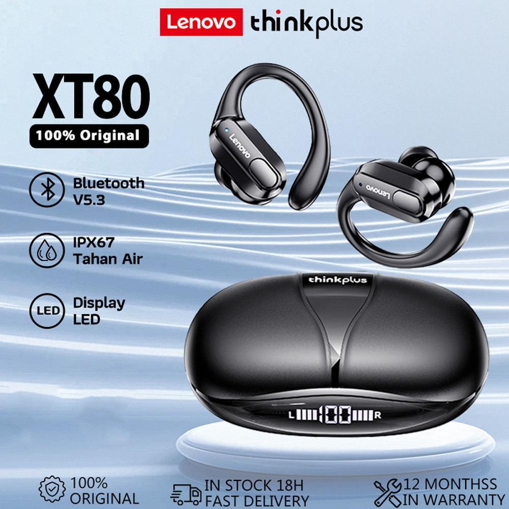 100% Original Lenovo XT80/XT60 หูฟังบลูทูธ Thinkplus หูฟังไร้สายกีฬา ...