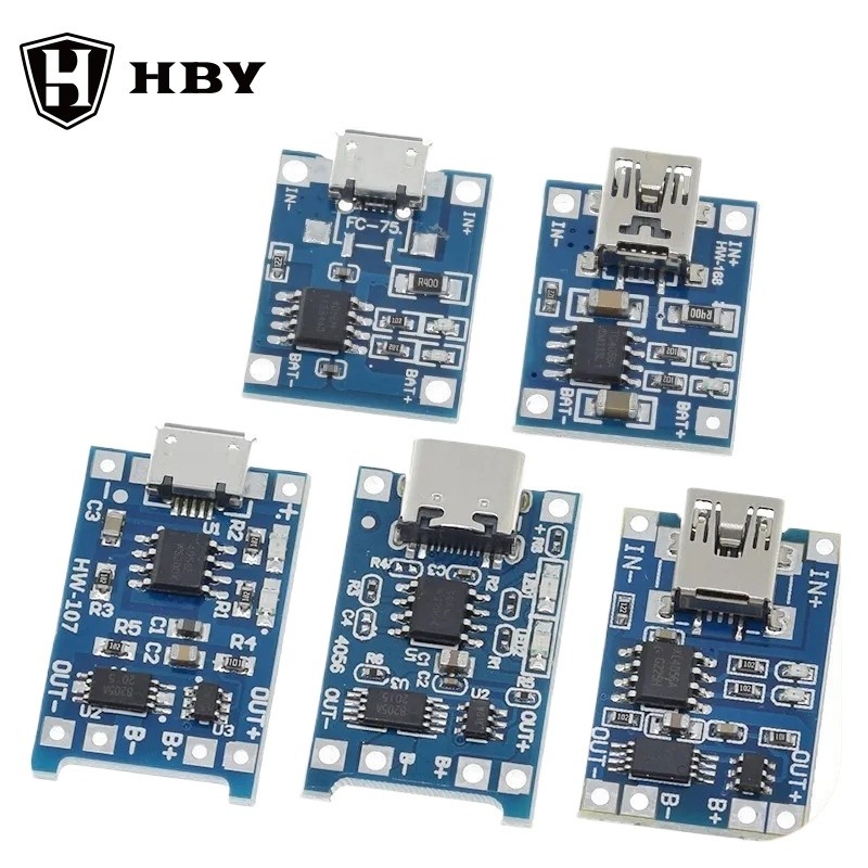 Type-c/micro/mini USB 5V 1A 18650 TP4056 แบตเตอรี่ลิเธียมโมดูลชาร์จ ...