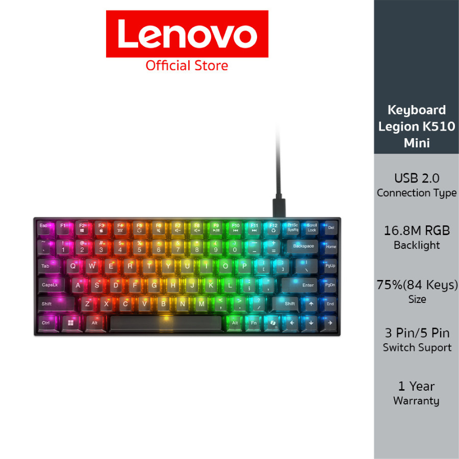 LENOVO KEYBOARD LEGION K510 MINI 16.8M RGB USB 2.0 75%(84 KEY ...