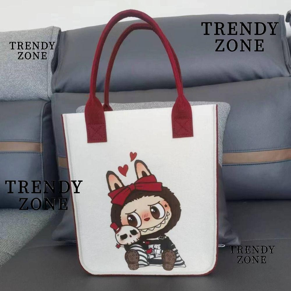 Trendysone Labubu Felt Tote Bag, การ์ตูนกระเป๋าถือเรียบง่าย,แบบพกพา ...