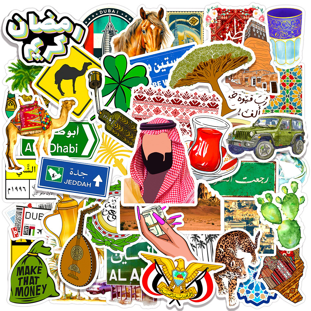 50ชิ้น สติกเกอร์ Middle East Sticker ธีมตะวันออกกลาง สำหรับโน้ตบุ๊ก ตก ...