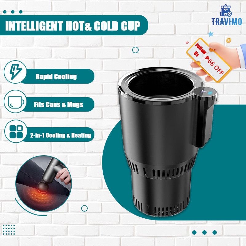 Travimo 2-in-1 ถ้วยเครื่องดื่มรถร้อนและเย็นอเนกประสงค์ Quick Cooling ...