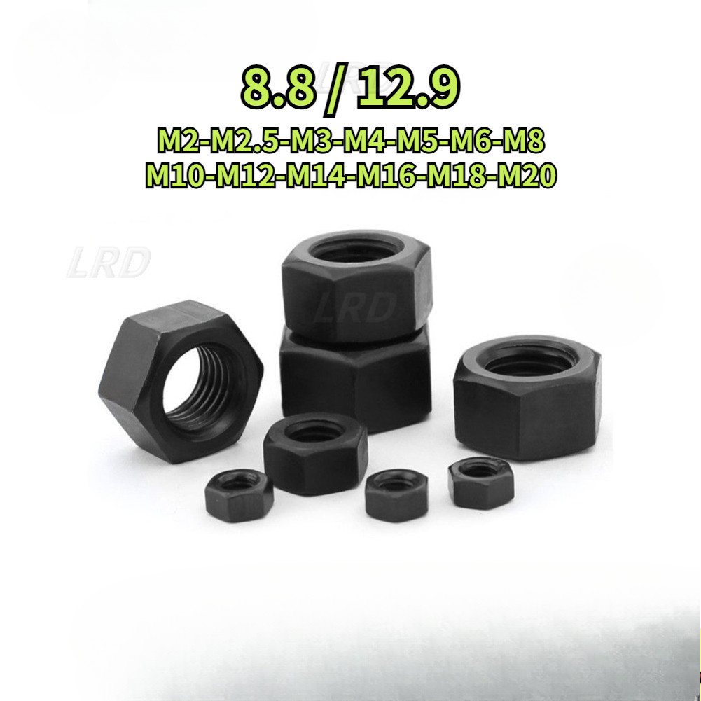 [LRD-G] 8.8/12.9 เกรด High-Strength Hex Nut M2M3M4M5M10M16 Blackened Nut Screw Cap GB6170 ...