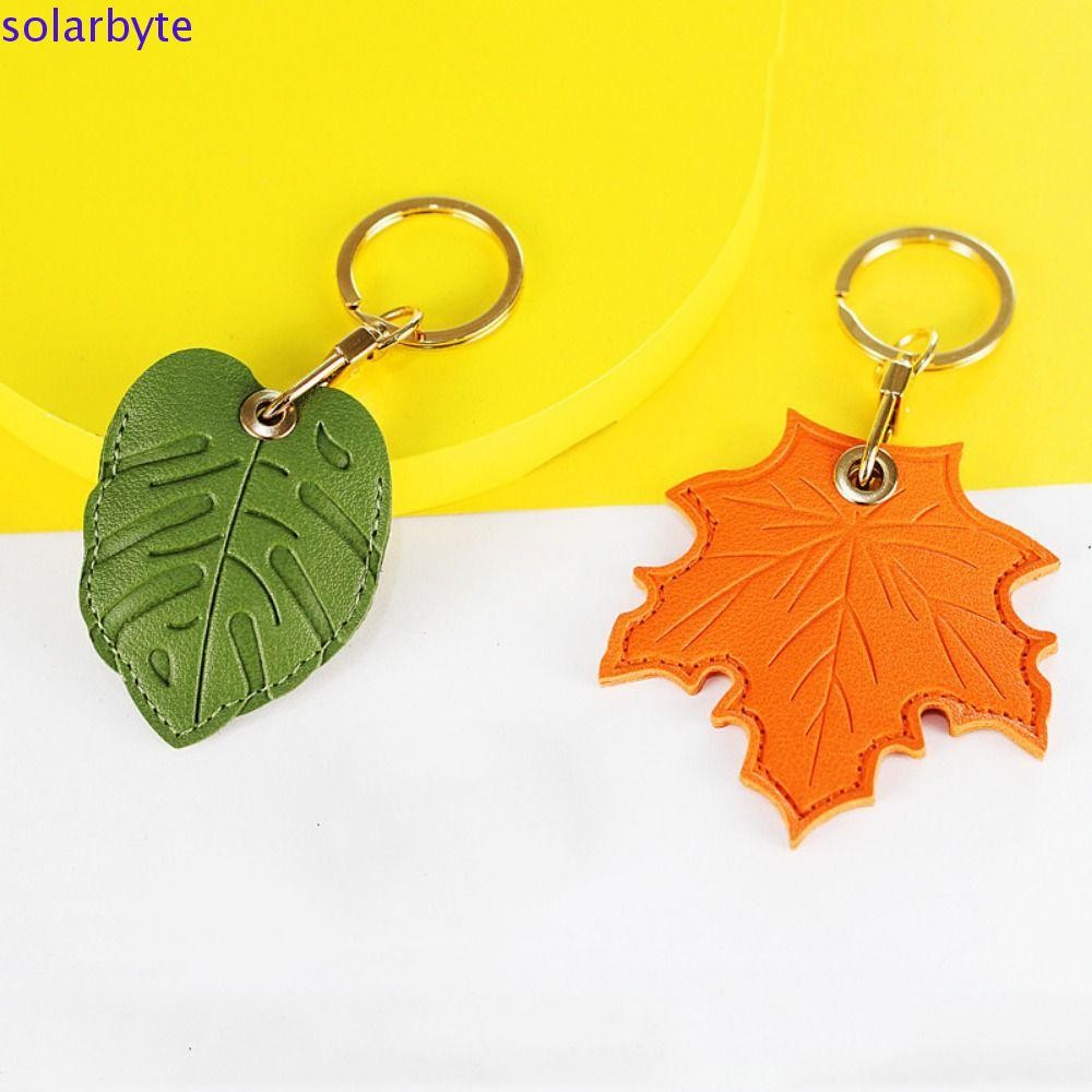 SOLARBYTE พวงกุญแจหนัง,ป้องกันผลไม้ใบสีเขียวผู้ถือกุญแจการ์ตูน,แฟชั่น Anti-lost DIY Charms หนัง ...