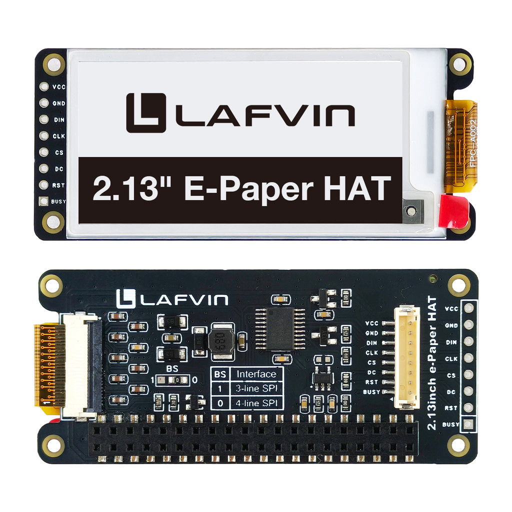 2.13 นิ้ว E-Ink Display HAT V4 รุ่น, สีดํา/ขาว 2 สี 250x122 พิกเซล E ...