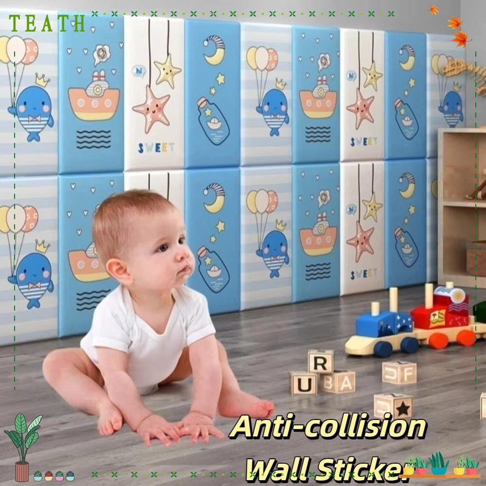 วอลล์เปเปอร์ TEATH, การ์ตูนน่ารักสติ๊กเกอร์ติดผนังแบบมีกาวในตัว,ป้องกัน ...