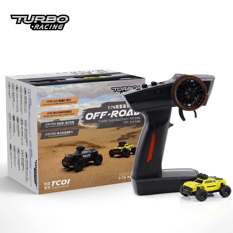 TURBO RACING RC 1: 76 Mini รีโมทคอนโทรลไฟฟ้าขนาดเล็กรถเท้าใหญ่ C81 รถรุ่น C82 เดสก์ท็อป RTR ...